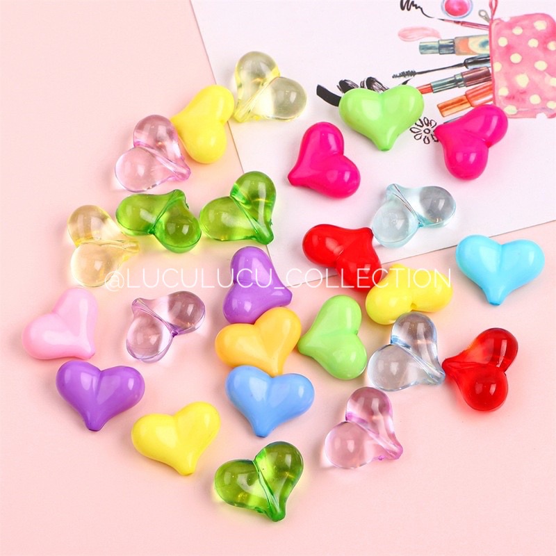 Jual Manik Love 09 (10 pcs) / Manik Monte Mote Love Hati Akrilik Bening ...