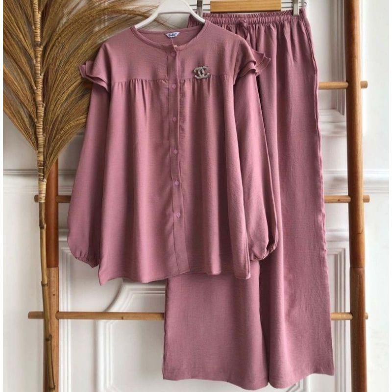 Jual One Set Setelan Baju Wanita Set 2 in 1 Baju Set Viona Basic ...