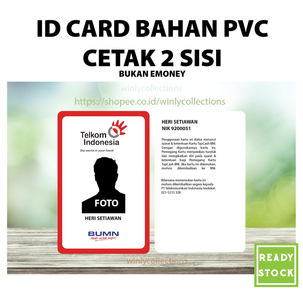 Jual CUSTOM KARTU ID CARD TELKOM BAHAN PVC - 2 SISI | Shopee Indonesia