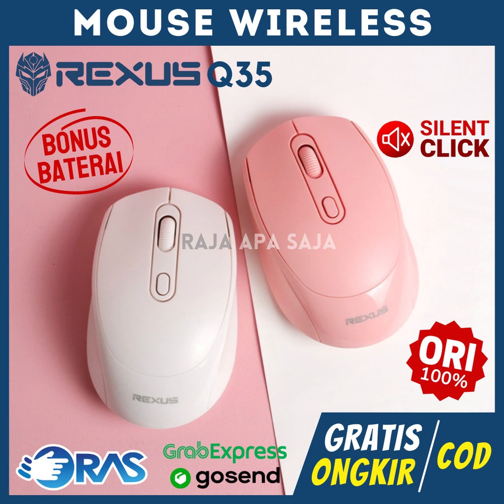 Jual Mouse Wireless Laptop Komputer PC Gaming Kantor Rexus Mause Mous ...