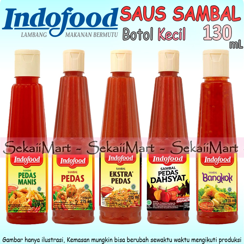 Jual INDOFOOD Saus Sambal Semua Rasa - Saos Sambel Botol Kecil 130ml ...
