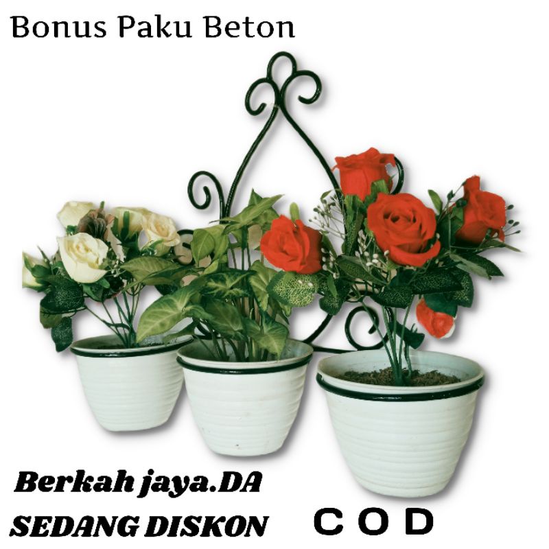 Jual Rak bunga besi tempel dinding minimalis tiga lubang | Shopee Indonesia