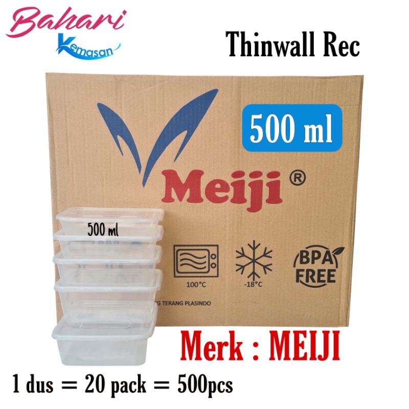 Jual [1 Dus] Thinwall Meiji 500ml Rec Rectangular Persegi Panjang Kotak