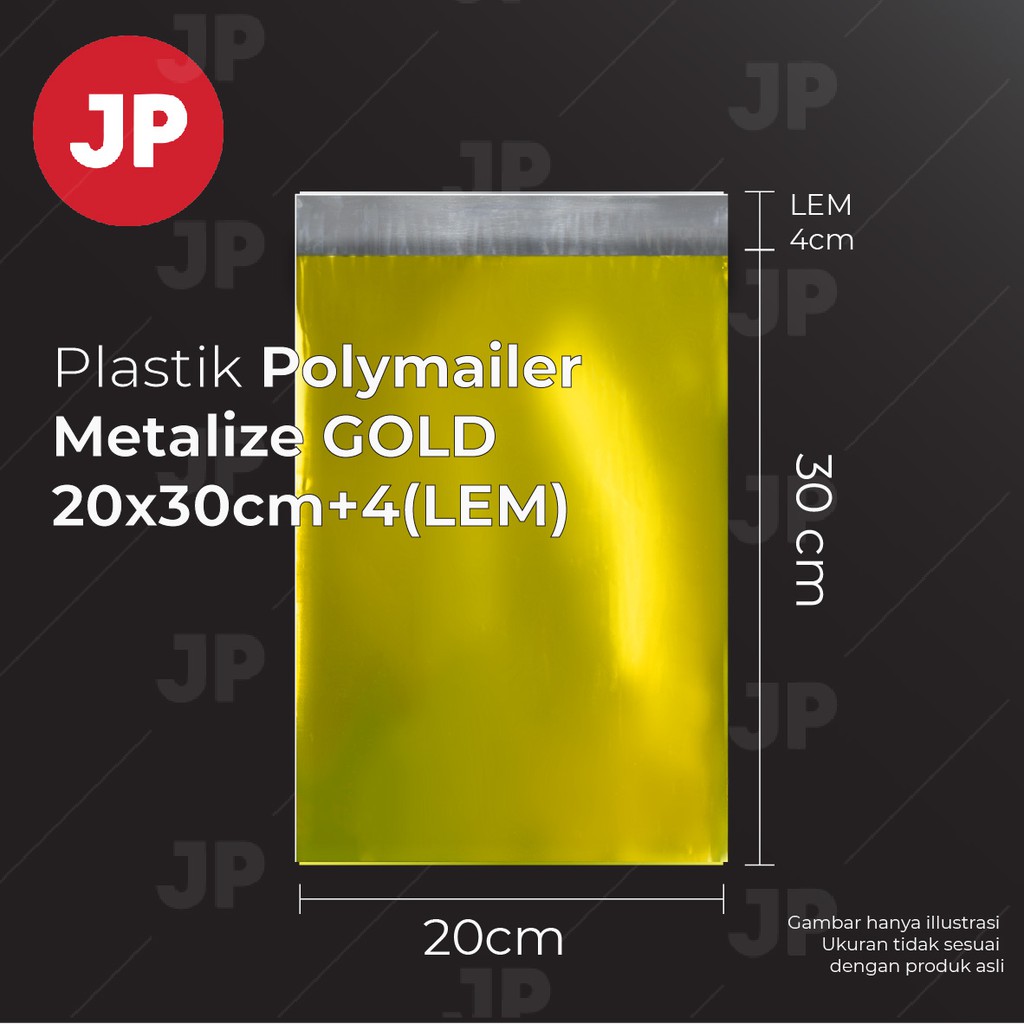 Jual Plastik Packing Polymailer Metalize GOLD Uk 20x30cm+4(LEM ...