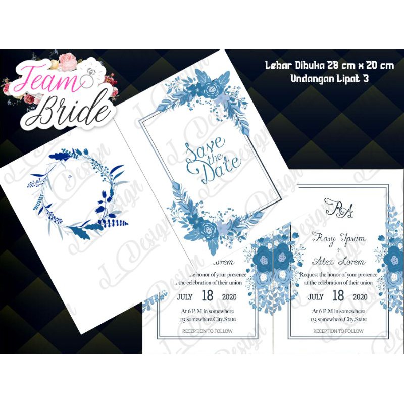 Jual Undangan custom Pernikahan custom tema Flower biru | Shopee Indonesia