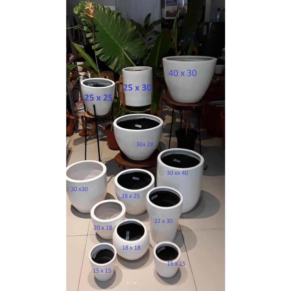 Jual POT PUTIH TANAMAN GERABAH TANAH LIAT CAT DUCO , POT WARNA PUTIH ...