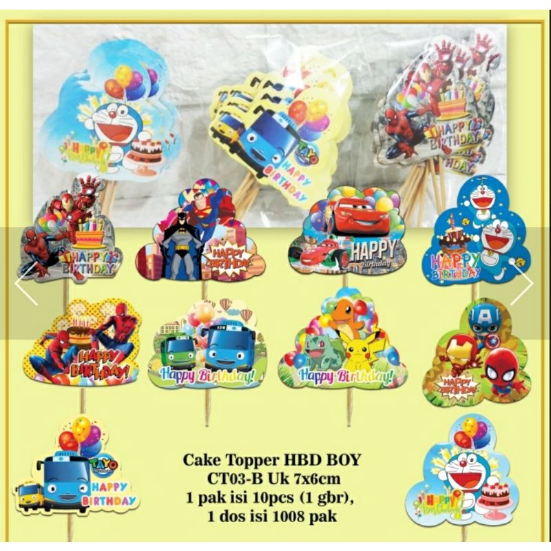 Jual Cake topper karakter isi 10 , topping ulangtahun, hiasan kue ...