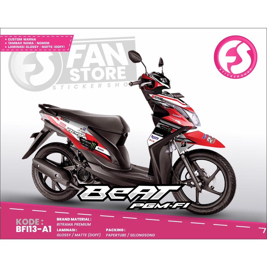 Jual Sticker Striping DECAL Honda Beat FI - Decal Full Body Beat PGM-FI ...