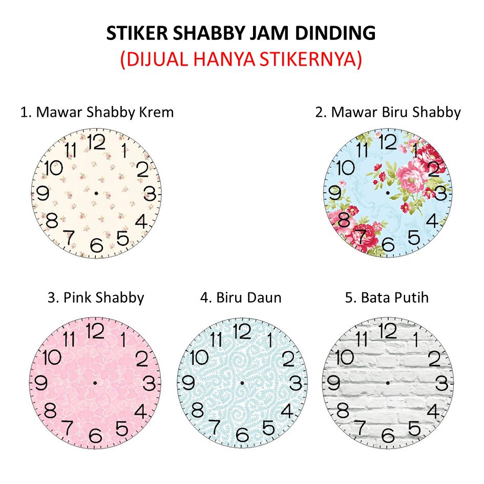 Jual Stiker Jam Dinding DIY Shabby Diameter 20 cm Hiasan Rumah Kios ...