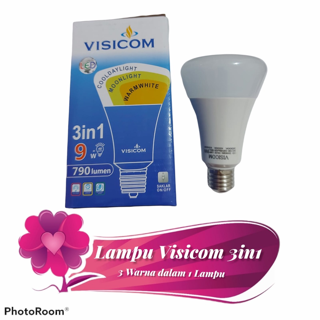 Jual LAMPU LED VISICOM 3 WARNA 9W LAMPU 3 IN 1 HEMAT LISTRIK | Shopee Indonesia