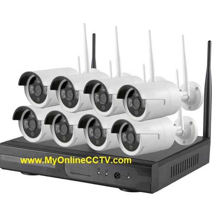 Jual Paket 8 Ch IP camera Wireless CCTV Outdoor asli 1.3MP HD 720P ...