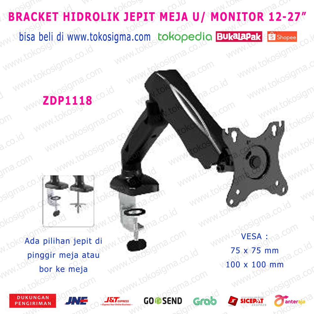 Jual BRACKET JEPIT MEJA MONITOR PC 12-27" DESK MOUNT TEKUK HIDROLIK ...