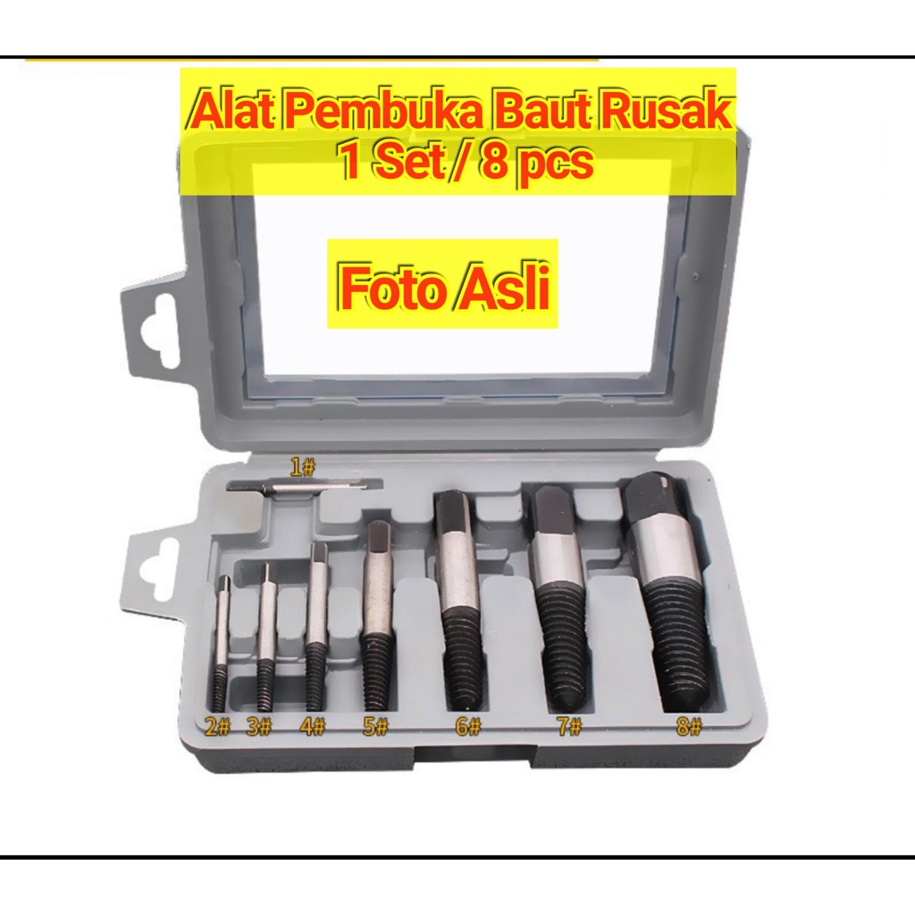 Jual Alat Buka Baut Patah 8 pcs / Screw Extractor set 8 pcs Buka Kran ...