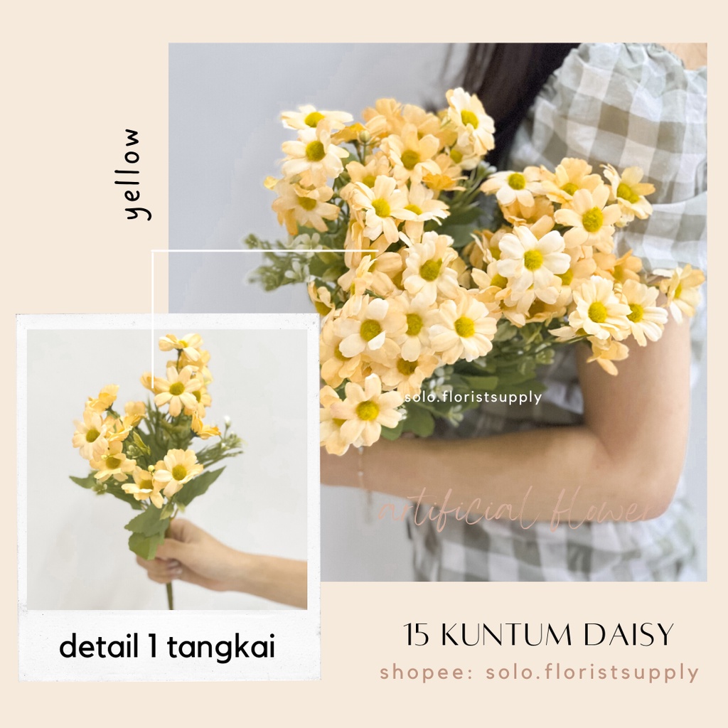 Jual 15 KUNTUM DAISY KRISAN ARTIFICIAL 55CM ASTER DESI PLASTIK ...
