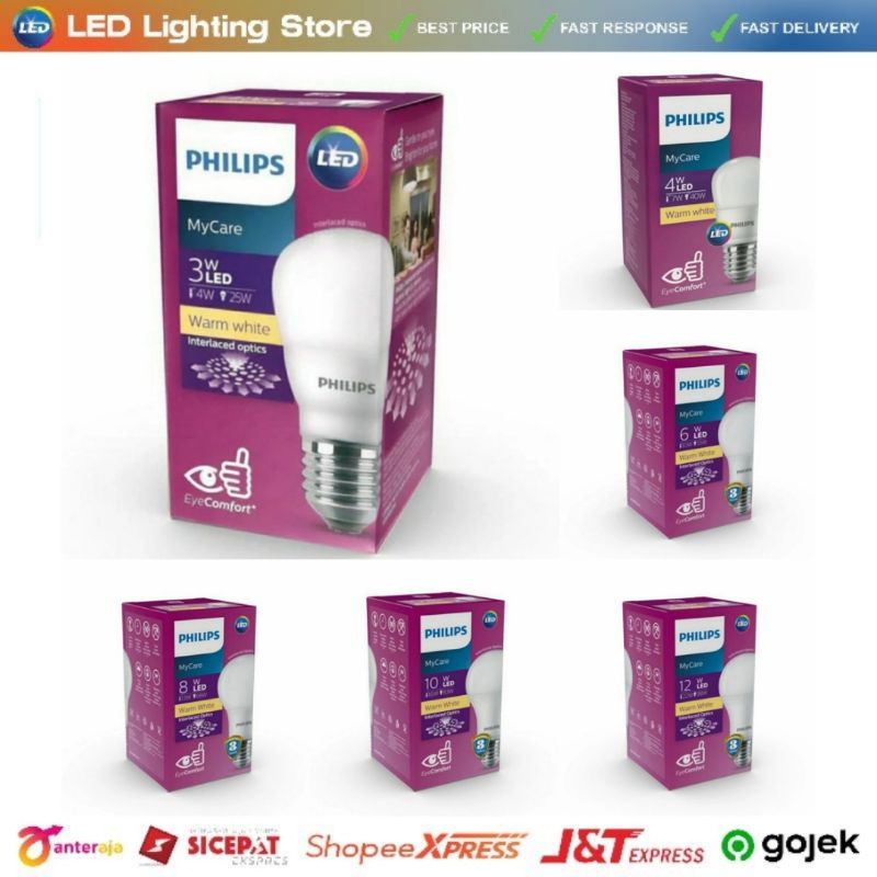 Jual Philips LED Bulb | 3W 4W 6W 8W 10W 12W 14.5W Watt | E27 3000K Kuning Warm White | Shopee ...