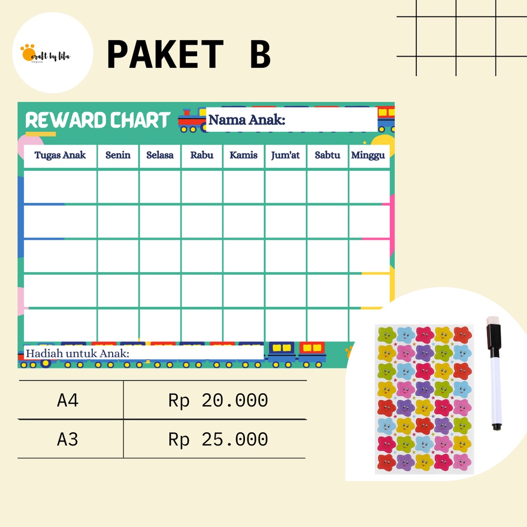 Jual Token Economy Reward Chart Stiker Bintang Edukasi Anak | Shopee ...