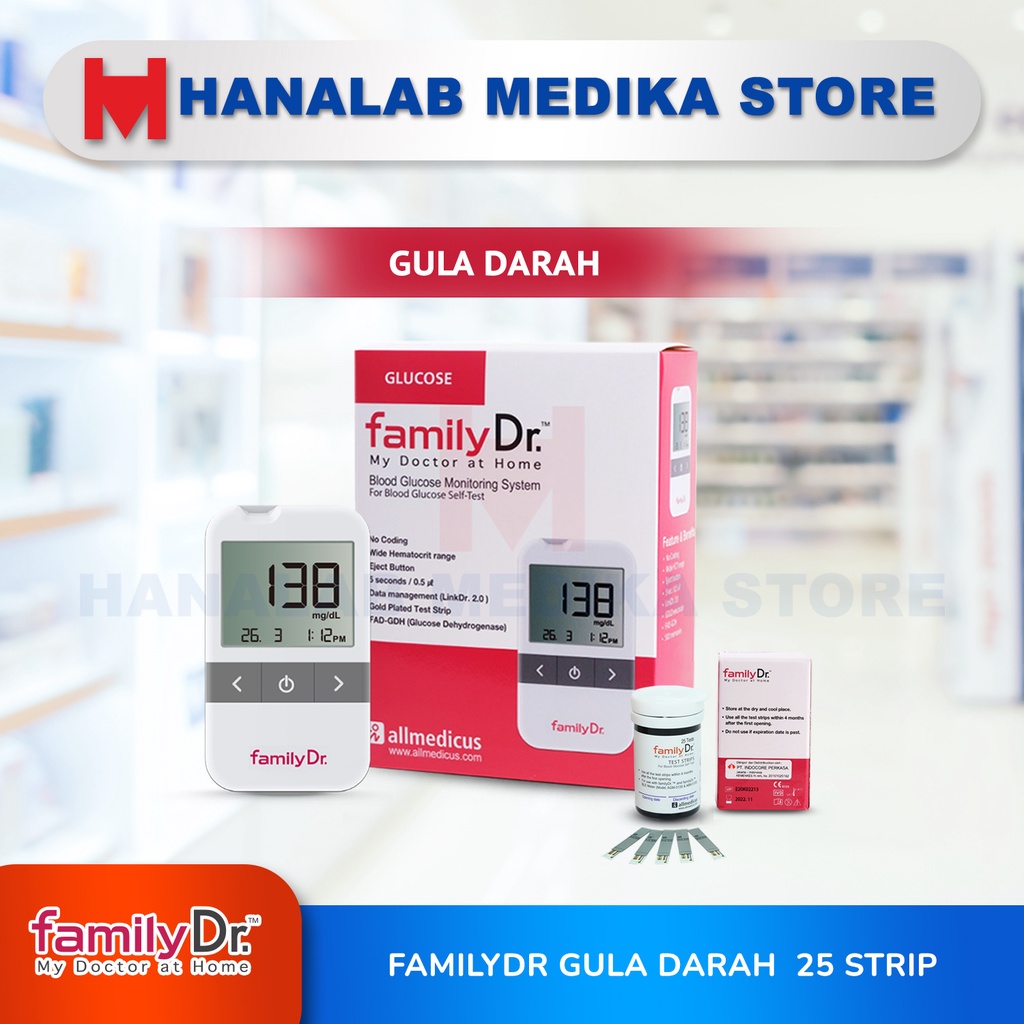 Jual Alat Family Dr Glucose + Strip Isi 25 / Alat Family Dr Gula Darah ...
