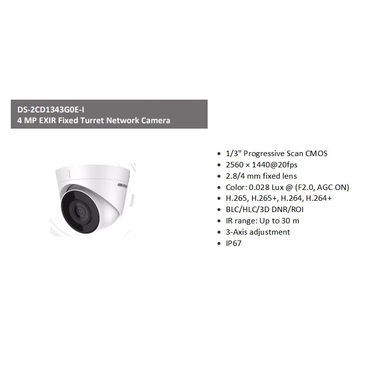 Jual Hikvision CCTV IP 1-Serial DS-2CD1343G0E-I 4 MP EXIR Fixed Turret ...