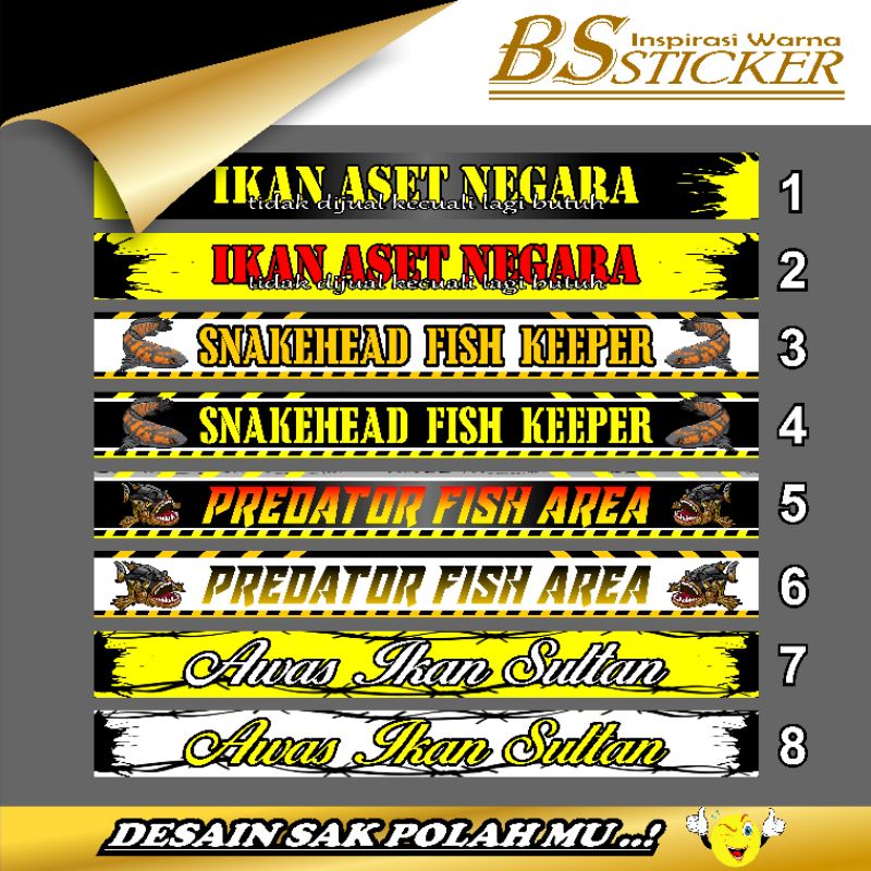 Jual stiker sticker aquarium predator fish, ( BISA REQUEST DESAIN ...