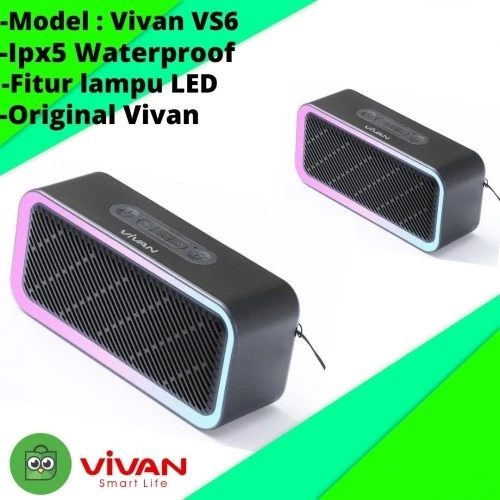 Jual Speaker Bluetooth Vivan VS6 LED RGB (Batrei 1800mah=8 jam ...
