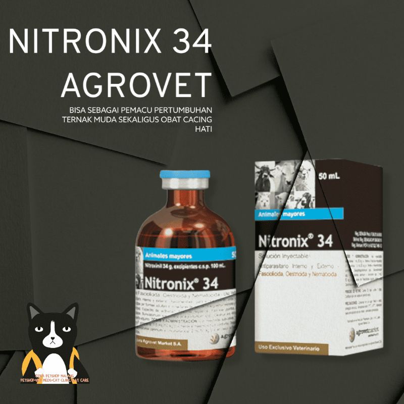 Jual Nitronix 34 50ml Obat Hewan / Ternak Agrovet Atasi Cacing Hati ...