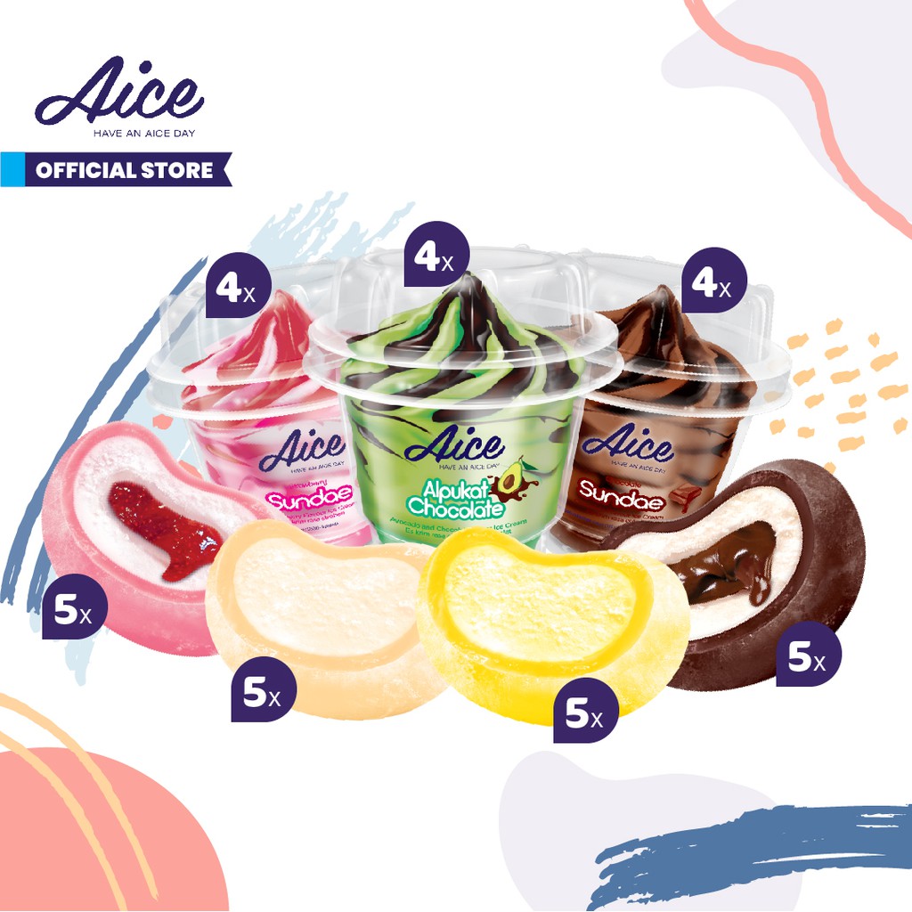 Jual Paket Aice Ice Cream Paket DiRumahAja Es Krim isi 32pcs | Shopee ...