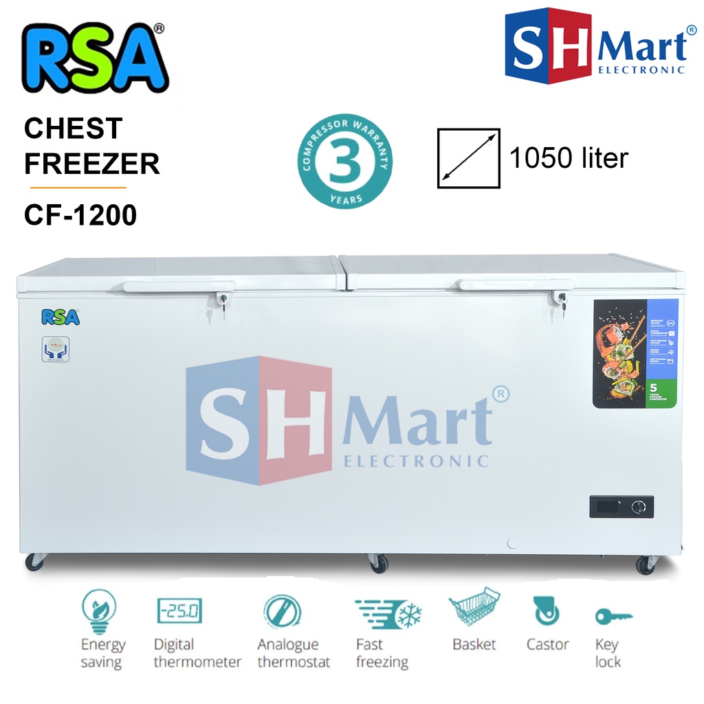 Jual CHEST FREEZER RSA CF-1200 CF1200 KAPASITAS 1050 LITER FREEZER BOX ...