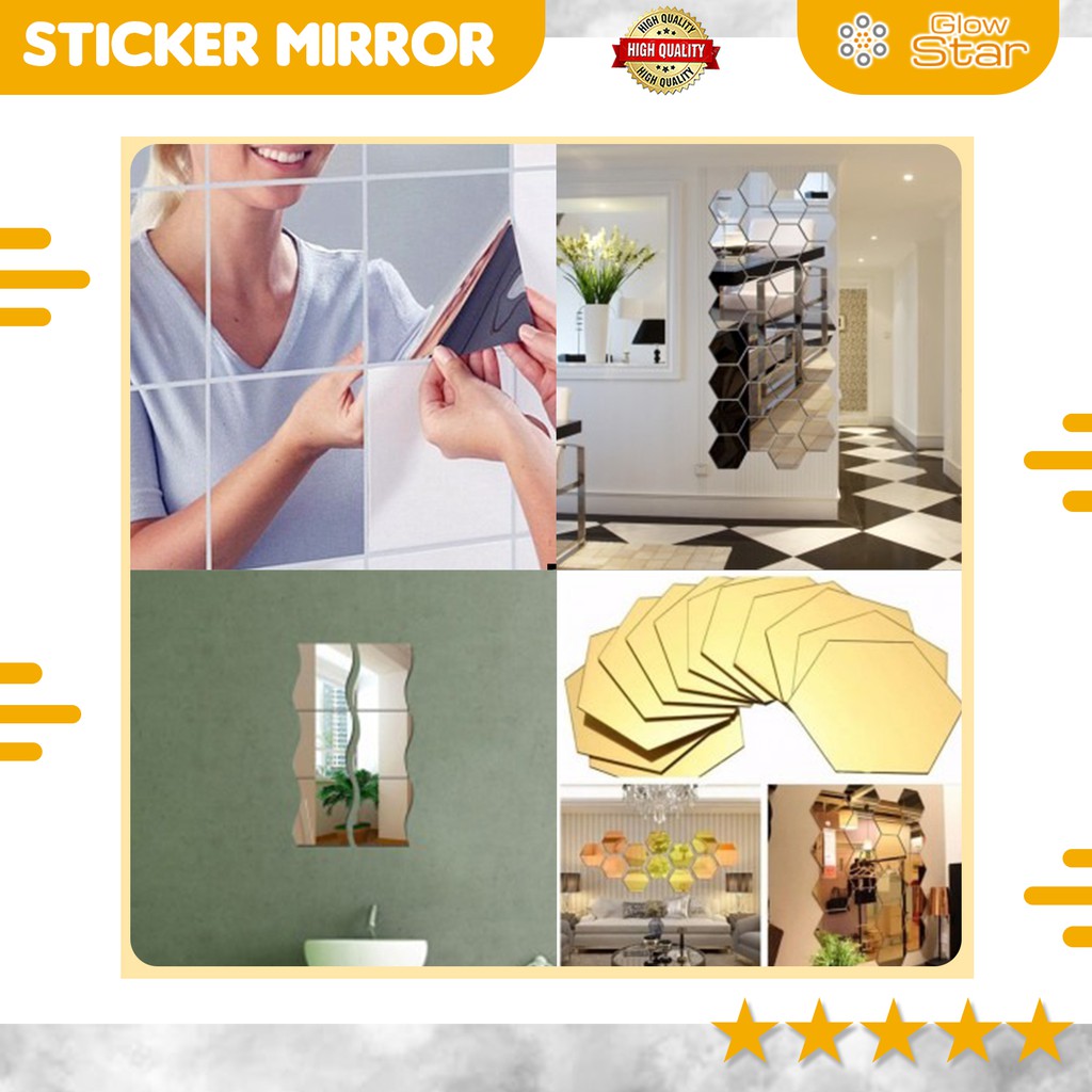 Jual Sticker Dekorasi Dinding Wall Stiker Hexagon Mirror Acrylic ...