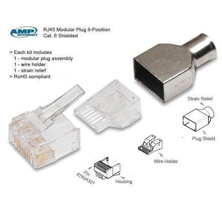 Jual RJ45 AMP CAT 6 MODULAR PLUG KIT (100 PCS) | Shopee Indonesia