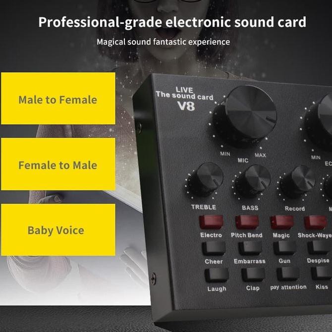 Jual Live Mixer V8 Audio USB External Soundcard Broadcast Mic Live ASMR ...