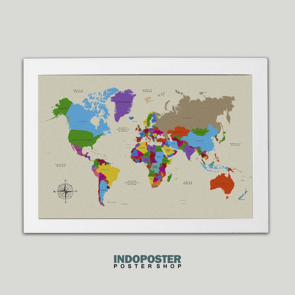 Jual Poster Peta Atlas Dunia World Political Map Color | Shopee Indonesia