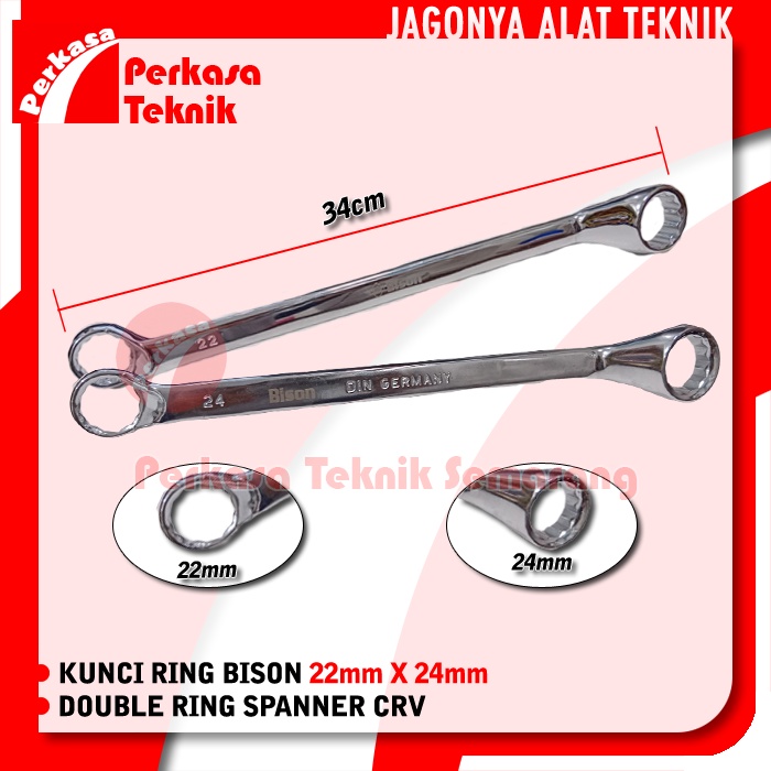 Jual BISON KUNCI RING DOUBLE RENG SPANNER CRV 22MMX24MM | Shopee Indonesia