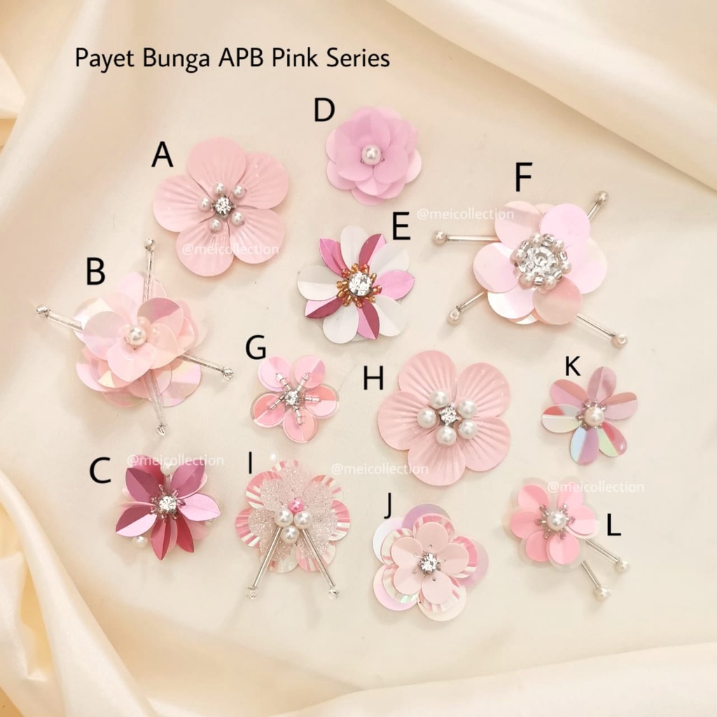 Jual payet rangkai 3d APB KOMPILASI PINK Payet bunga jahit Payet bunga ...
