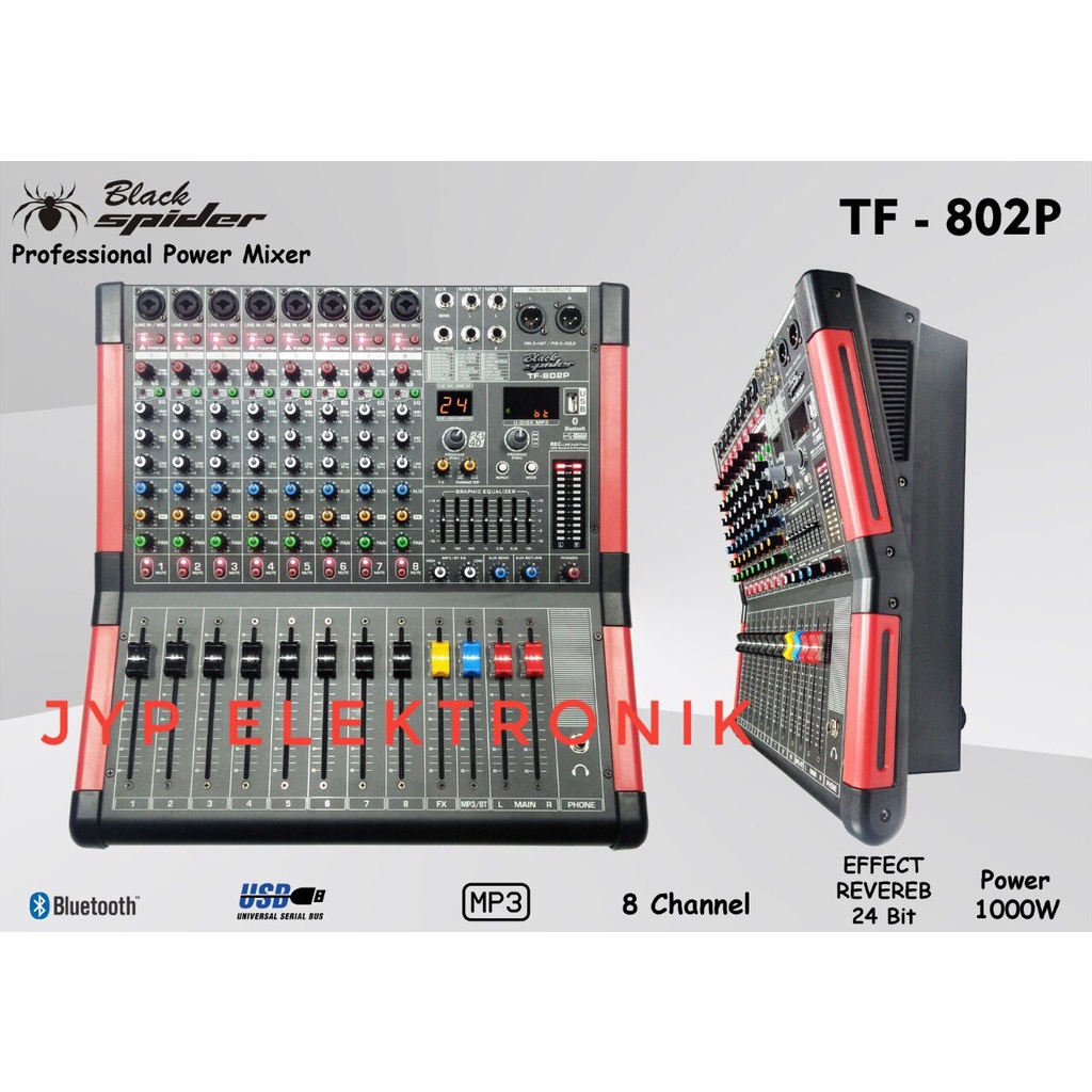 Jual POWER MIXER BLACKSPIDER TF 802P / BLACK SPIDER TF 802 P ORIGINAL | Shopee Indonesia
