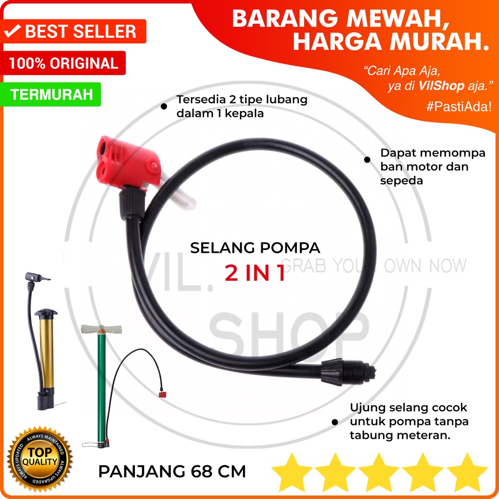 Jual SELANG POMPA SEPEDA / MOTOR 2 IN 1 HITAM UNTUK POMPA TANPA TABUNG ...