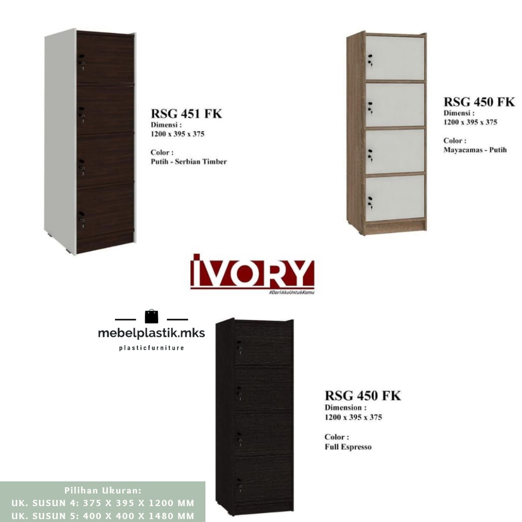 Jual Rak Serbaguna Panel Full Kunci / Rak Buku/ Rak Panel Ivory Susun 4 ...