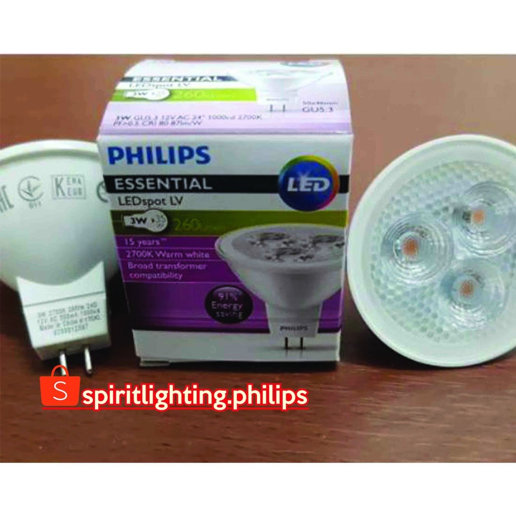 Jual Philips Essential LED 12V MR16 3W - 5W/2700K 24D | HALOGEN LED | Shopee Indonesia