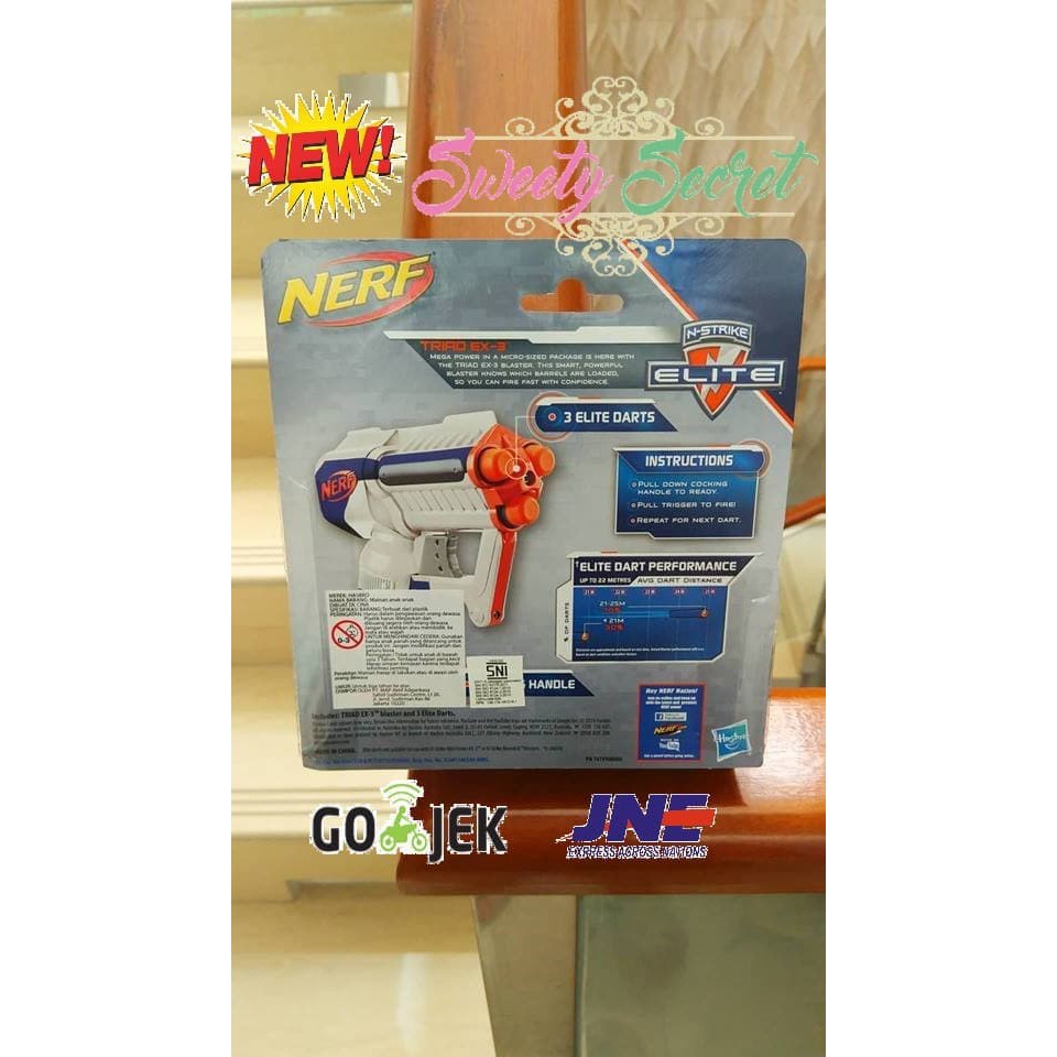 Jual Mainan Anak Nerf N-Strike Elite Triad EX-3 Jarak Tembak 22 meter | Shopee Indonesia