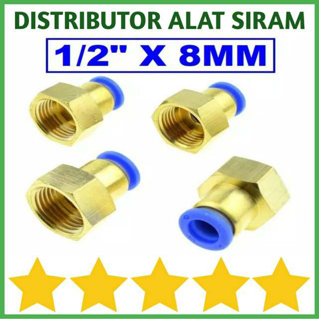 Jual PNEUMATIC SLIP LOCK LURUS 1/2 X 8MM STRAIGHT KONEKTOR FEMALE FITTING SELANG PU 8 MM ...