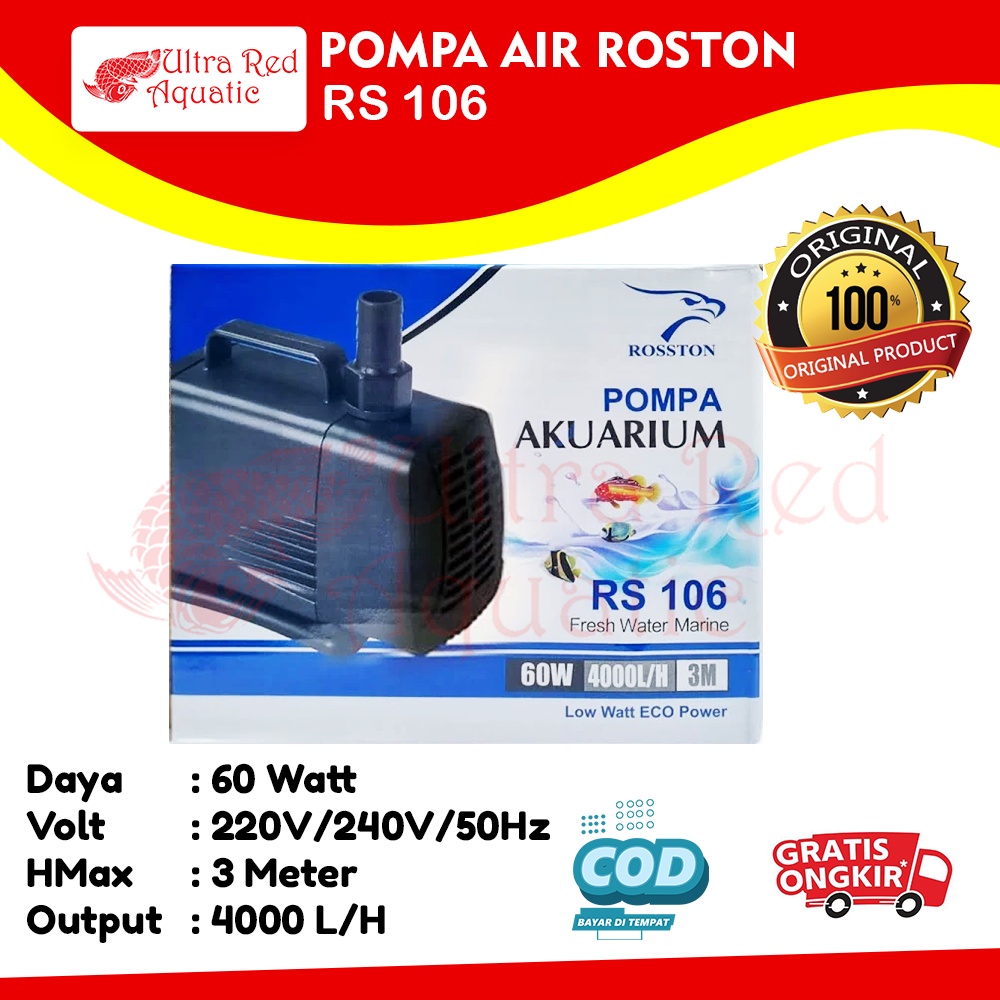 Jual Rosston Pompa Air Celup Kolam Aquarium 106 RS 106 RS106 RS-106 LOW ...