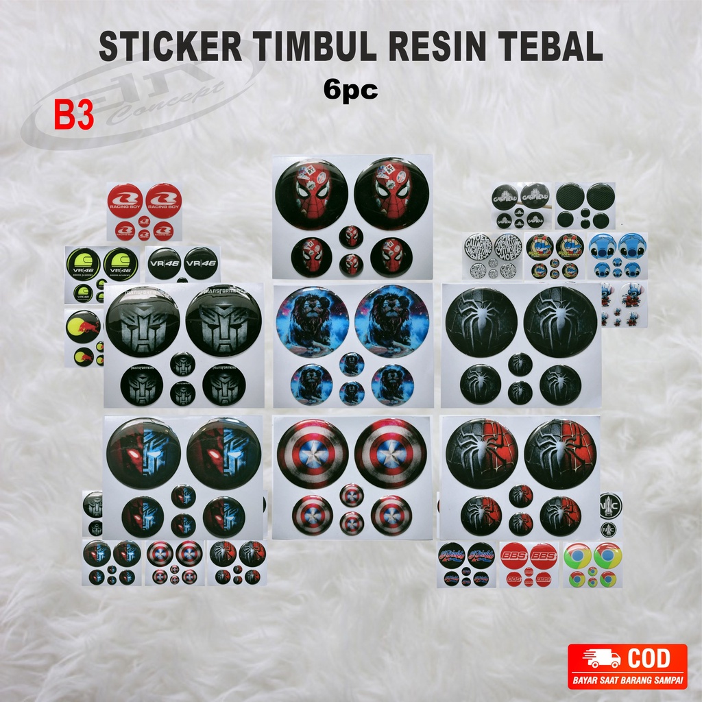 Jual Sticker STIKER TIMBUL SET resin Variasi B3 Logo Spiderman ...
