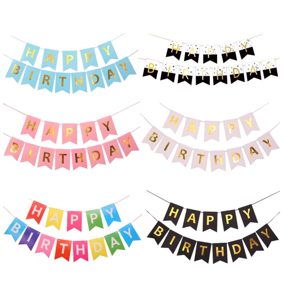 Jual BANNER HBD Bunting Flag Baner Happy Birthday Motif PASTEL HBD ...