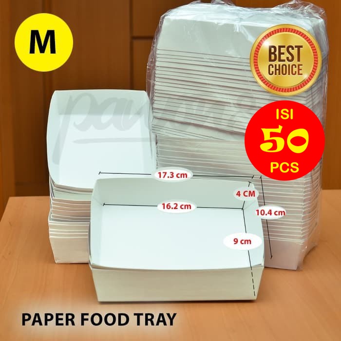 Jual Paper Food Tray PUTIH | M - (50 Pcs) | Shopee Indonesia