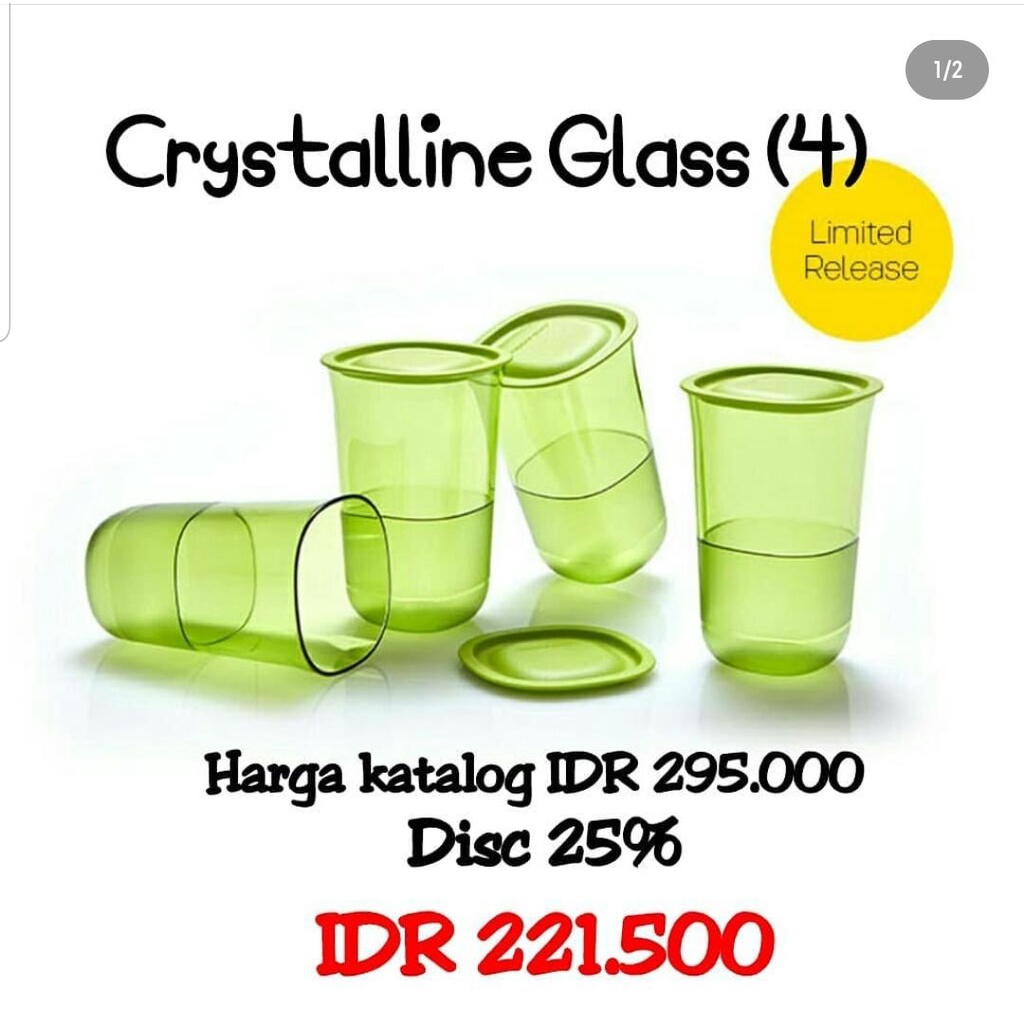 Jual Crystalline Glass (4) 400ml - Gelas Cantik Tupperware / Gelas ...