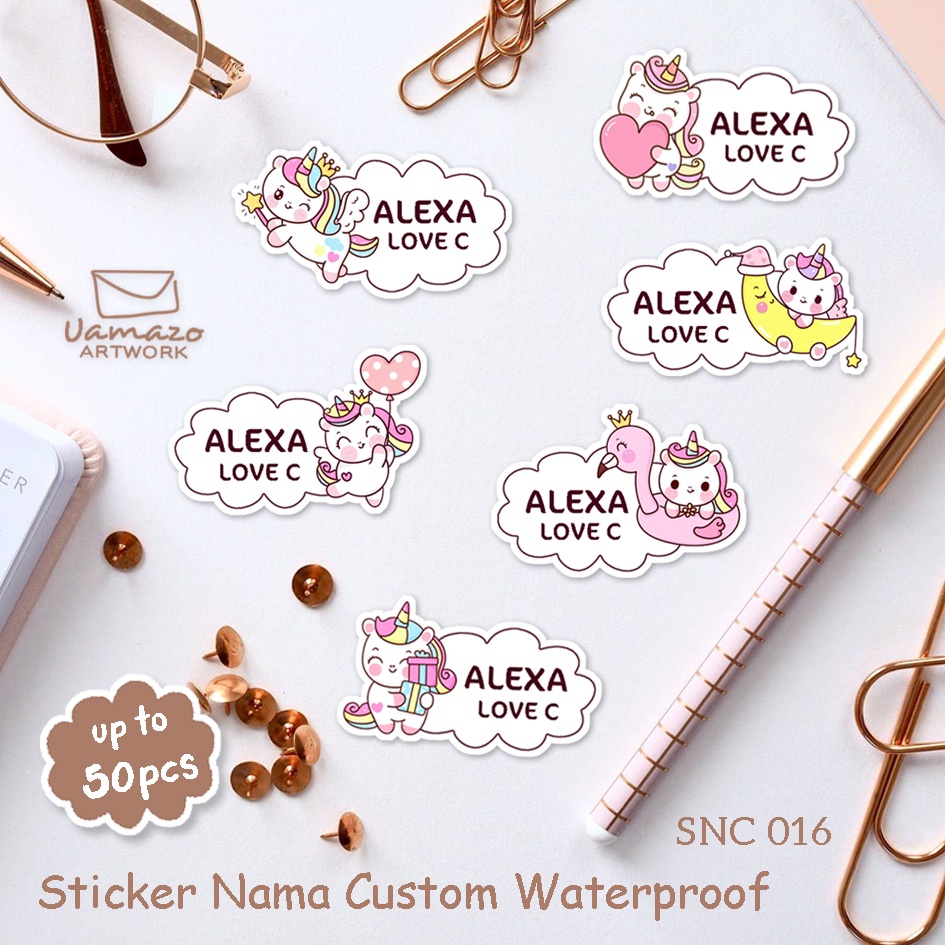 Jual Sticker Nama Lucu / Sticker Custom / Sticker Waterproof / Label ...