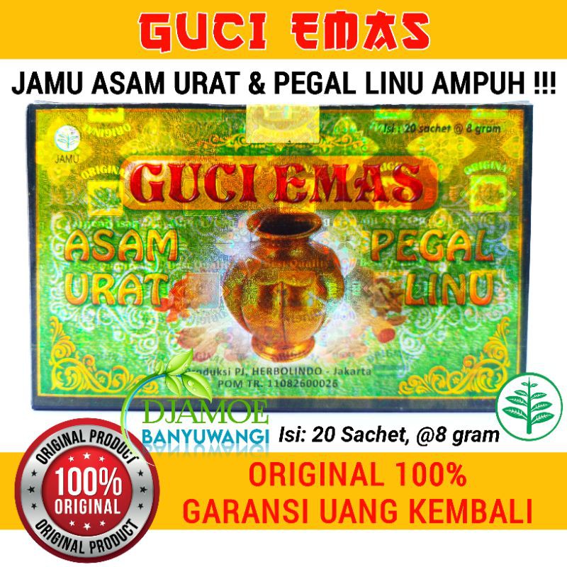 Jual Obat Herbal Jamu serbuk GUCI EMAS Asam Urat Pegal Linu Asli ...