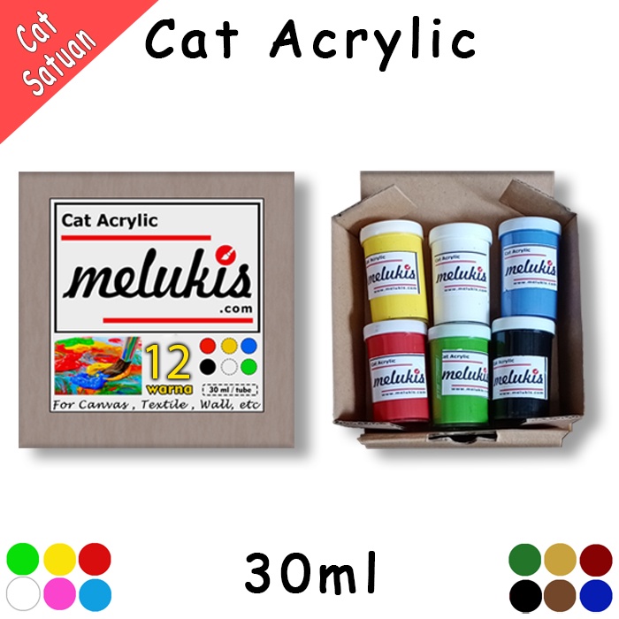 Jual Cat Acrylic Satuan Cat Akrilik Satuan 30ml 12 Warna | Shopee Indonesia