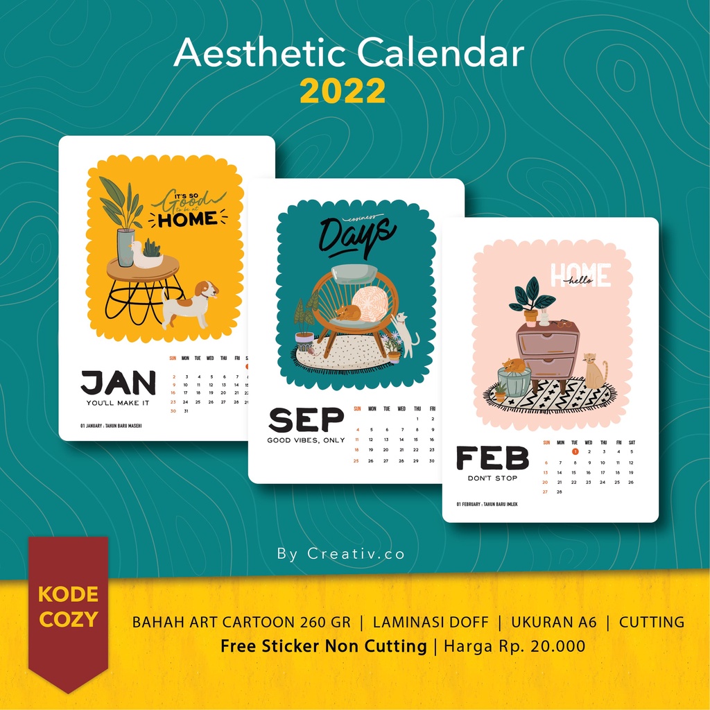 Jual KALENDER AESTHETIC 2024 COZY [KALENDER MURAH] [KALENDER TEMPEL ...