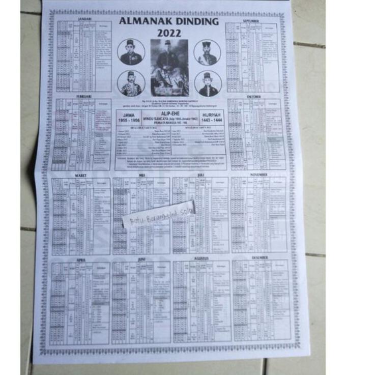 Jual SAO Kalender Dinding/Kalender Jawa/Kalender Almanak(2022) 47×30CM ...