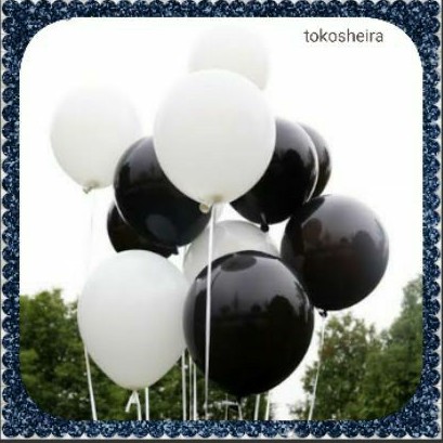 Jual Balon Hitam Putih 12Inch 30cm Balon Latex Doff Polos Hitam Putih ...